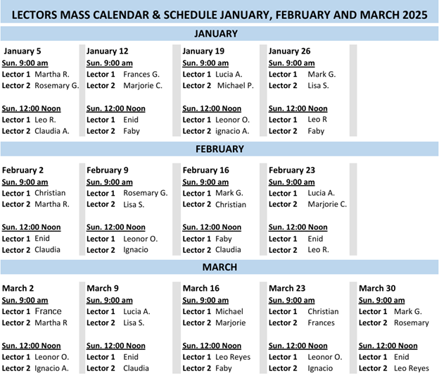 Schedules / Horarios - St. Gerard Majella Catholic Church - Los Angeles, CA